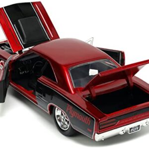 Jada Toys Big Time Muscle 1:24 1970 Plymouth Road Runner Die-cast Car Red/Black Flames, Toys for Kids and Adults