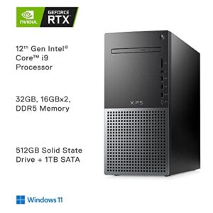 Dell XPS 8950 Desktop - Intel Core i9 12900K, 32GB DDR5 RAM, 512GB SSD + 1TB HDD, NVIDIA GeForce RTX 3060 Ti, Killer Wi-Fi 6, Liquid Cooling, Win 11 Pro - Black