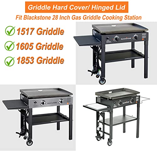 New Upgraded Hinged Lid for Blackstone Griddle, Griddle Accessories Cover 28 Inch Hood, 2 Burner Flat Top Gas Grill 28" Griddle 1517, 1853 Cooking Station