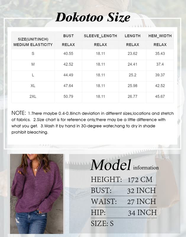 Dokotoo Womens Quarter Zip Sweater Long Sleeve Waffle Knit Casual Tops for Women Fashion 1/4 Zipper Pullover Chunky Gray Sweaters V Neck Oversized Sweater Fall Winter Outfits Clothes X-Large