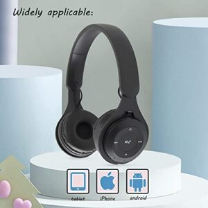 Kids Bluetooth Headphones, Over-Ear Wireless Bluetooth 5.0 Headset, Comfortable Protein Earpads and Folding Storage,HiFi Music Player with Microphone Bluetooth Wireless Headset (Black)