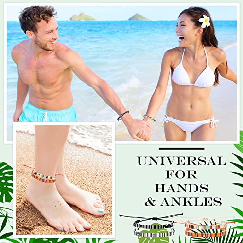 18 Pcs Boho Surfer Bracelet Ankle Adjustable Beaded Anklets Unisex Handmade Braided Bracelet Waterproof Surfer Beach Bracelet Colorful Anklet Bracelet String Rope Jewelry for Women Men (Elegant Style)