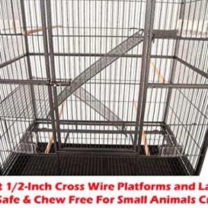 54" Large Wrought Iron 4-Level Tight 1/2-inch Wire Spacing Ferret Chinchilla Sugar Glider Rats Mices Rabbit Squirrel Hamster Cage with Removable Stand (25" L x 17" W x 54" H, Black Vein)