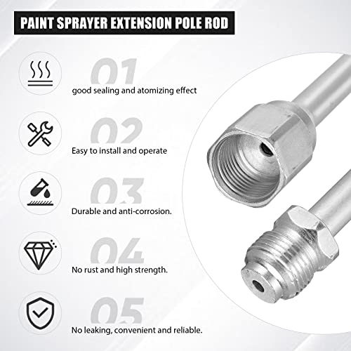 2 Airless Sprayer Gun Tip Extension and 1 Tip Guard for Paint Sprayer, Spray Gun Tip Extension Pole Rod with Red Guard, Universal Replacement Tool for Airless Painting Spray Gun, 19.69", 29.53"