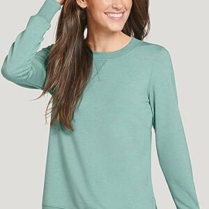 Jockey Women's Loungewear French Terry Sweatshirt, Sage Mint Heather, XS