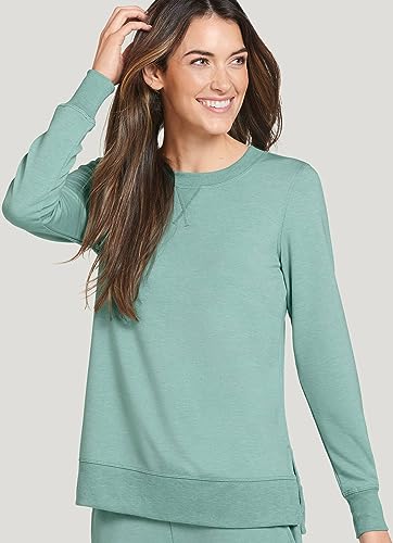 Jockey Women's Loungewear French Terry Sweatshirt, Sage Mint Heather, XS