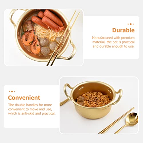 Healeved Ramen Cooker Pasta Pot Korean Ramen Bowl Ramen Cooking Pot Instant Noodles Pot with Chopsticks Spoon Fork Korean Ramen Noodle Cooking Pot Japanese Noodle Bowl Soup Pot Pasta Pot