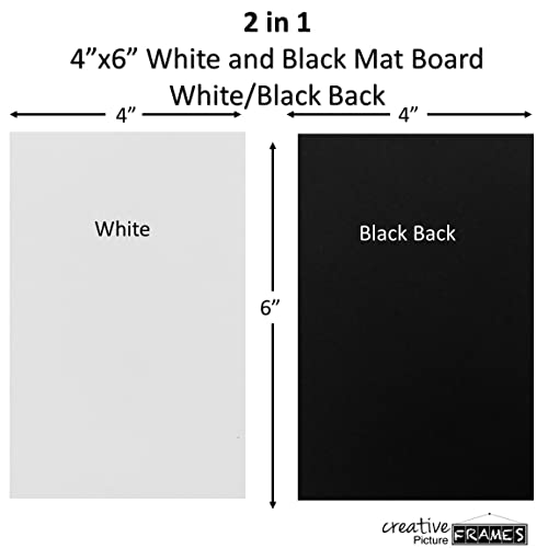 Creative Picture Frames 4x6-inch Black Board with White Back Face Acid Free 4-ply Mat Backer Board (Pack of 25)