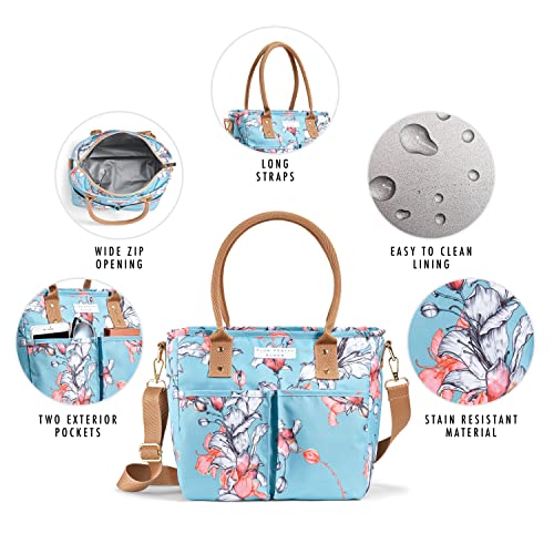 Fit & Fresh Summerton Insulated Lunch Bag with Carry Handles, Complete Lunch Kit Includes Salad Kit, Mermaid Moon