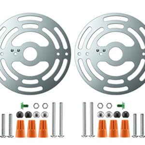 RTNLIT 4 Inches Light Fixture Mounting Bracket, Universal Light Circle Crossbar Plate with Ground Screw and Acorn Cap Nuts for Mount Wall Light, Close to Ceiling Light, Chandelier(Pack of 2)