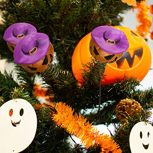 Halloween Pumpkin Skull Ghost Miniature Tree Topper Spooky Halloween Ornaments Pumpkin Halloween Tree Topper 4 Inches Mini Halloween Christmas Tree Ornaments for Halloween Party (Pumpkin)