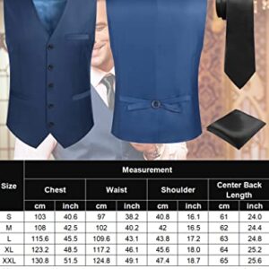 COOFANDY Mens 3 Piece Vest Set Casual Business Waistcoat Suit with Tie Hankie