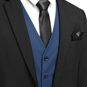 COOFANDY Mens 3 Piece Vest Set Casual Business Waistcoat Suit with Tie Hankie