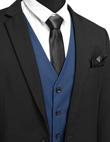 COOFANDY Mens 3 Piece Vest Set Casual Business Waistcoat Suit with Tie Hankie