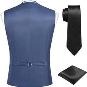 COOFANDY Mens 3 Piece Vest Set Casual Business Waistcoat Suit with Tie Hankie