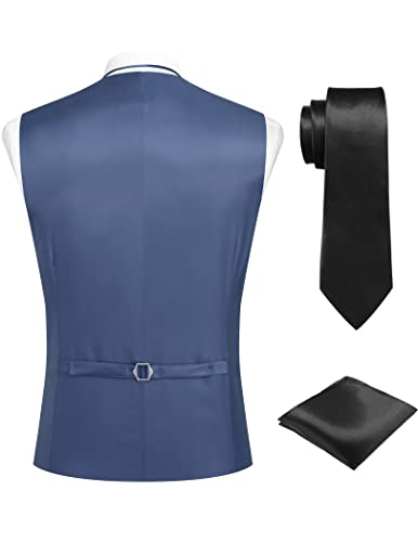 COOFANDY Mens 3 Piece Vest Set Casual Business Waistcoat Suit with Tie Hankie