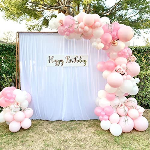 White Backdrop Curtain for Parties 5ft x 10ft 2 Panels Backdrop for Photo Birthday Baby Shower