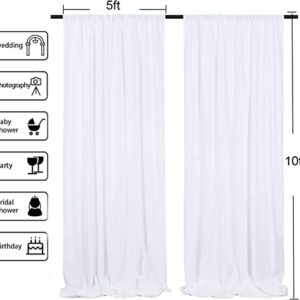 White Backdrop Curtain for Parties 5ft x 10ft 2 Panels Backdrop for Photo Birthday Baby Shower