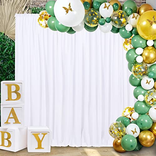 White Backdrop Curtain for Parties 5ft x 10ft 2 Panels Backdrop for Photo Birthday Baby Shower