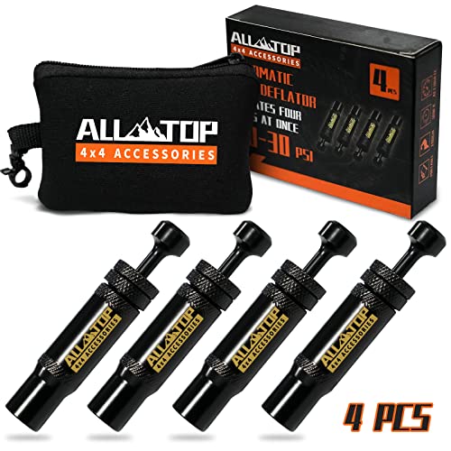 ALL-TOP Adjustable Auto-Stop Tire Deflator Valve Kit (10-30 PSI) 4 PCS Screw-on Tyre Air Down Tool for Offroad 4x4