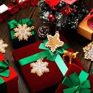 20 Pcs Christmas Gingerbread Snowflake Ornaments Mini Tree Hanging Decorations Silicone Christmas Ornaments Xmas Gingerbread Ornaments with Ropes for Christmas Tree Winter Crafts(20 Pcs, Snowflake)