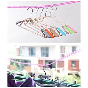 FuninCrea Washing Line 8m, Non-slip and Windproof Clothes Line, Portable Washing Line with 2pcs Stainless Hooks, Fence-Like Rope Washing Line for Indoor Outdoor Camping Traveling (pink)