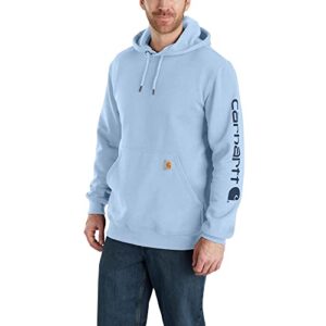 carhartt men's loose fit midweight logo sleeve graphic sweatshirt (closeout), moonstone