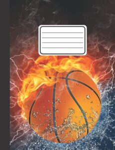 composition notebook wide ruled basketball sports boys girls kids children colorful comp book: wide ruled lined paper 110 pages (55 sheets) 9-3/4 x 7-1/2 inches