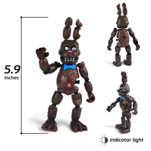 Toysvill Inspired by Five Nights at Freddys | Chocolate | Freddy's Action Figures Toys (FNAF) Set of 6 pcs [Rockstar & Chocolate Freddy, Bonnie, Chica, Easter, Freddy Frostbear]