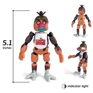 Toysvill Inspired by Five Nights at Freddys | Chocolate | Freddy's Action Figures Toys (FNAF) Set of 6 pcs [Rockstar & Chocolate Freddy, Bonnie, Chica, Easter, Freddy Frostbear]