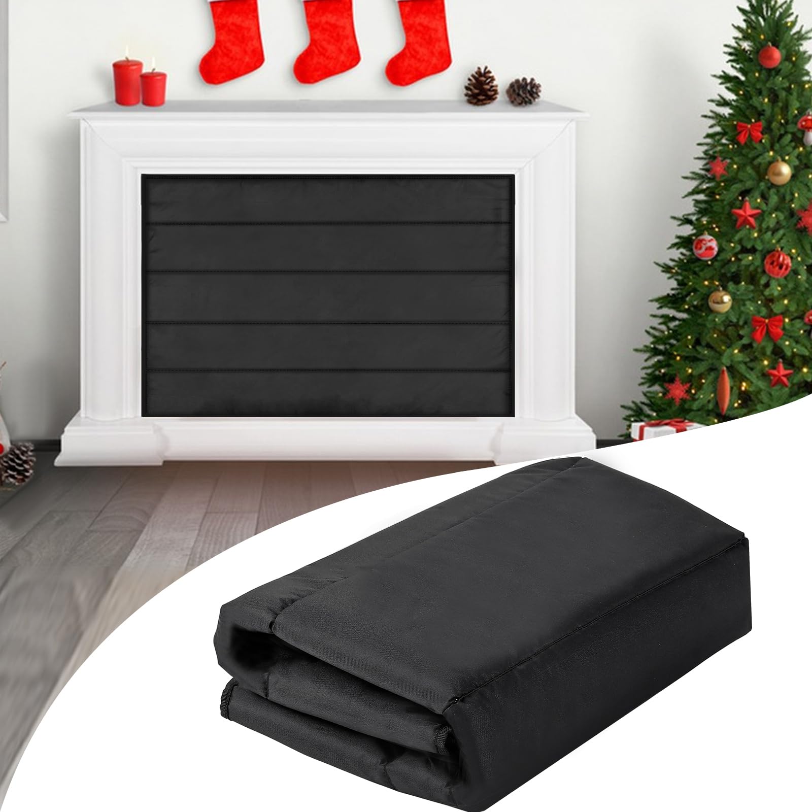 Magnetic Fireplace Blanket for Heat Loss, Indoor Fireplace Covers Keep Drafts Out Stops Heat Loss Fireplace Draft Stopper with Built-in 12 Strong Magnet for Iron Fireplace Frame, Energy Saver 39"x32"