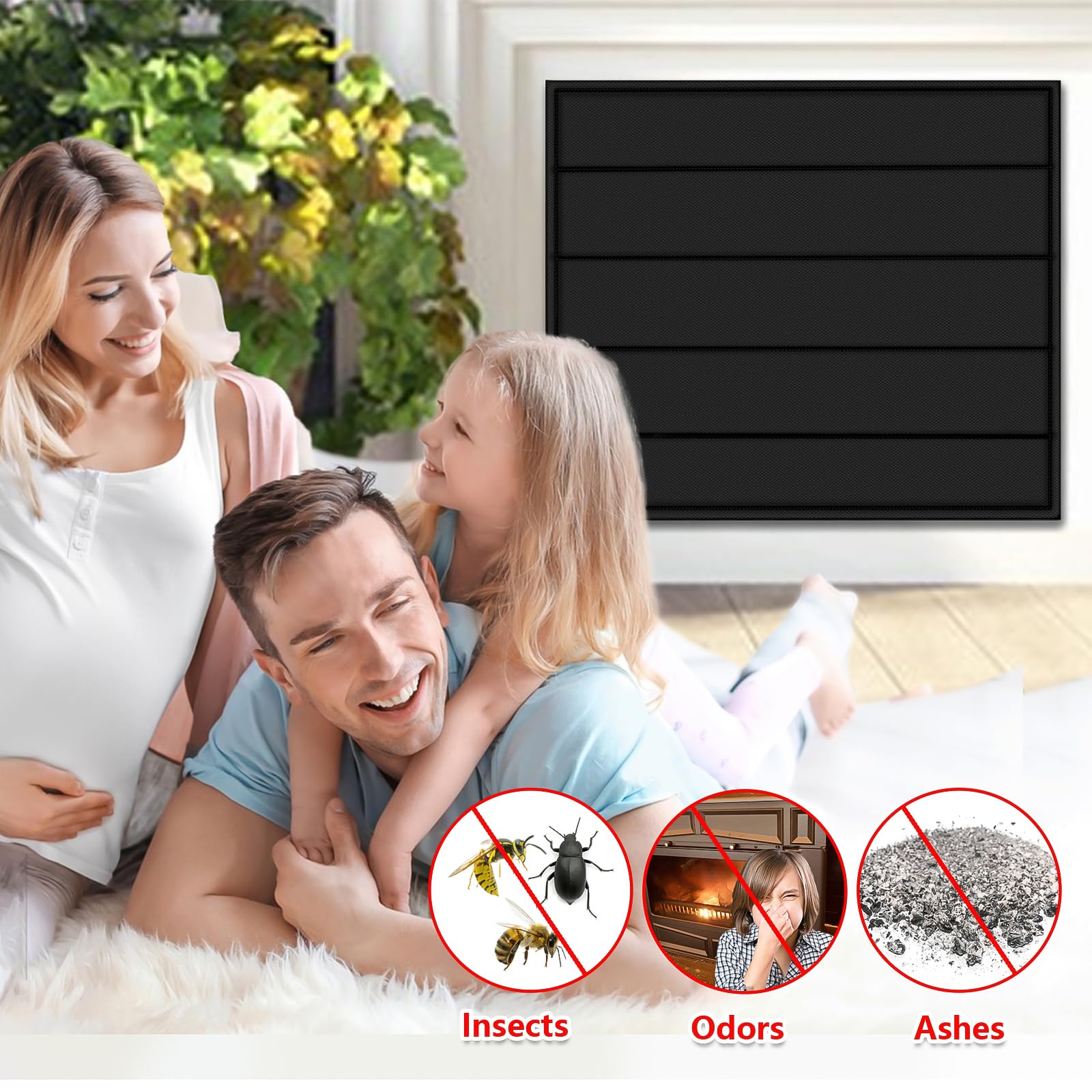 Magnetic Fireplace Blanket for Heat Loss, Indoor Fireplace Covers Keep Drafts Out Stops Heat Loss Fireplace Draft Stopper with Built-in 12 Strong Magnet for Iron Fireplace Frame, Energy Saver 39"x32"