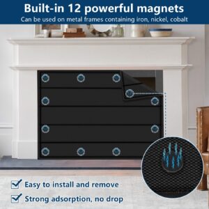 Magnetic Fireplace Blanket for Heat Loss, Indoor Fireplace Covers Keep Drafts Out Stops Heat Loss Fireplace Draft Stopper with Built-in 12 Strong Magnet for Iron Fireplace Frame, Energy Saver 39"x32"