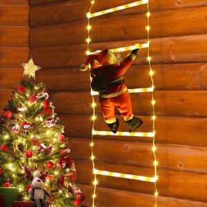 Toodour LED Christmas Light - Christmas Decorative Ladder Lights with Santa Claus, Christmas Decorations Lights for Indoor Outdoor, Window, Garden, Home, Wall, Xmas Tree Decor (2.5FT, Warm White)