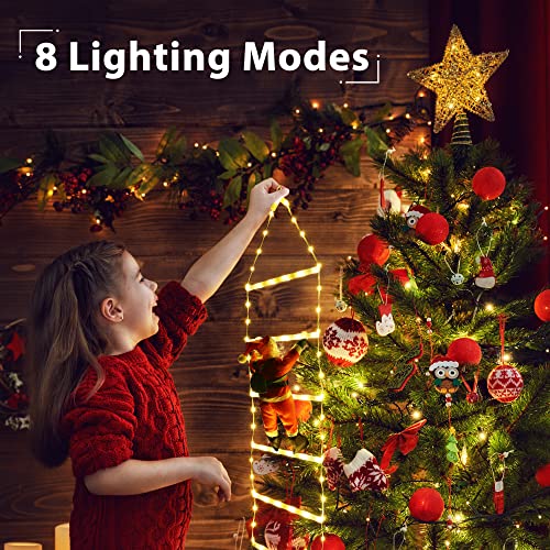 Toodour LED Christmas Light - Christmas Decorative Ladder Lights with Santa Claus, Christmas Decorations Lights for Indoor Outdoor, Window, Garden, Home, Wall, Xmas Tree Decor (2.5FT, Warm White)