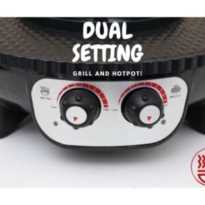 Soup N Grill C2 Circular Edition Hotpot Grill Combo Indoor Korean BBQ, Shabu Shabu Electric Hot Pot with Divider, Portable with Free Strainer Scoops, Extra Long Chopsticks, Tongs, Cloths, Smokeless Grill