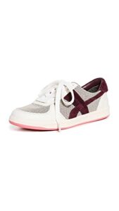 tory burch women's hank court sneakers, new cream/plum/plum, purple, off white, 8 medium us