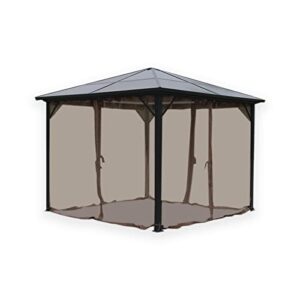 garden lucky replacement gazebo mosquito netting 4 panels for patio garden backyard (12'x12', brown, only netting)