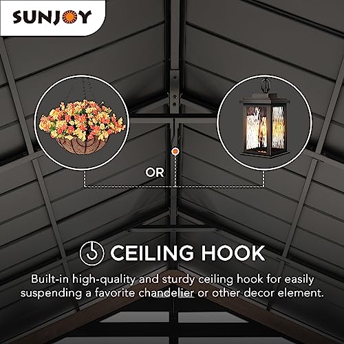 Sunjoy Hardtop Gazebo 13 x 13 ft. Outdoor Galvanized Steel Gazebo with Metal Gable Roof and Ceiling Hook, Suit for Patio and Backyard by SummerCove, Black