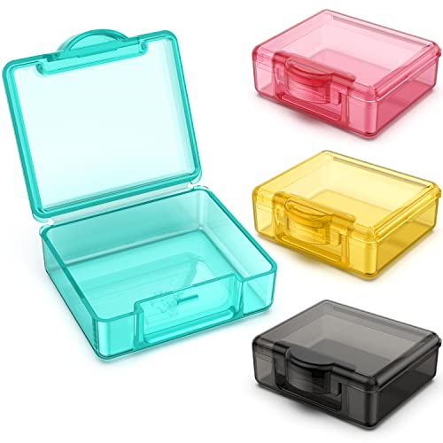 TecQach Small Pill Box 4 pcs,Cute Travel Pill Organizer Case Mini Tiny Clear Plastic Storage Containers Portable for Pocket Purse