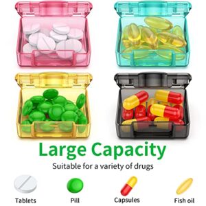 TecQach Small Pill Box 4 pcs,Cute Travel Pill Organizer Case Mini Tiny Clear Plastic Storage Containers Portable for Pocket Purse