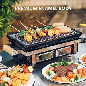 Onlyfire Charcoal BBQ Grill Hibachi Grill with Grid Lifter, Rectangular Portable Grill with Stainless Steel Griill Grate, BBQ Grill for Outdoor Camping Picnic Patio Backyard Cooking, 16 x 9 Inch Black