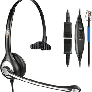 Wantek Phone Headset with Microphone Noise Cancelling and Quick Disconnect Cord, RJ9 Telephone Headsets Compatible with Cisco IP Phones 6851 7821 7841 7861 7941 7942 7945 7962 7965 8811 8841 8845 8851