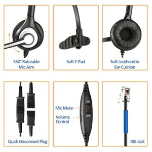 Wantek Phone Headset with Microphone Noise Cancelling and Quick Disconnect Cord, RJ9 Telephone Headsets Compatible with Cisco IP Phones 6851 7821 7841 7861 7941 7942 7945 7962 7965 8811 8841 8845 8851