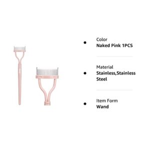 Eyelash Separator Eyelash Comb Lash Separator Tool MSQ Mascara Brush Eyelash Brush Separator Mascara Comb Arc Designed Mascara Applicator With Cover Naked Pink (1PCS)