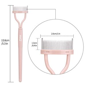 Eyelash Separator Eyelash Comb Lash Separator Tool MSQ Mascara Brush Eyelash Brush Separator Mascara Comb Arc Designed Mascara Applicator With Cover Naked Pink (1PCS)