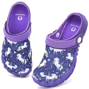 Kids Clogs Sandals Barefoot Shoes Boys Girls Beach Slippers Lightweight Outdoor Summer Water Shoes Purple Unicorn 4.5