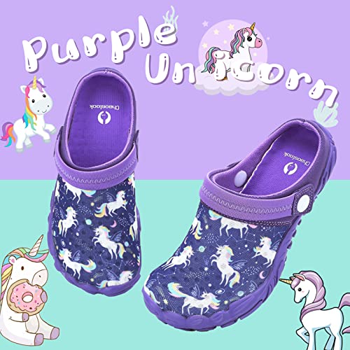 Kids Clogs Sandals Barefoot Shoes Boys Girls Beach Slippers Lightweight Outdoor Summer Water Shoes Purple Unicorn 4.5