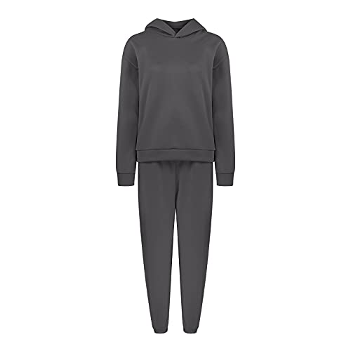 HGps8w Womens Hoodies Tracksuit, Casual Long Sleeve Pullover Sweatshirt with Matching Joggers Sweatpants 2 Piece Workout Sets