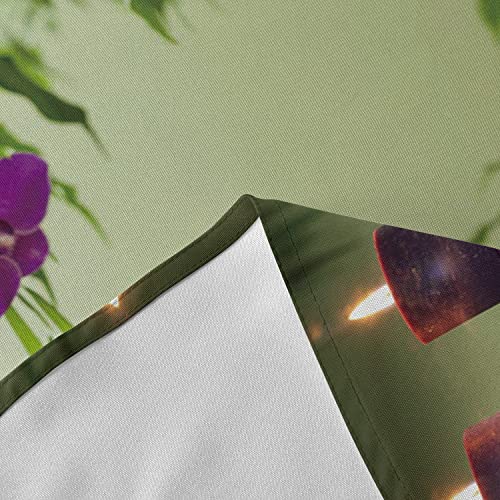 Round Tablecloth 60 Inch Zen Spa Waterproof Oil-Proof Vinyl Table Cloth Butterfly Orchid Zen Basalt Stones Candle Purple Kitchen Spillproof Oilcloths Table Cover for Indoor and Outdoor Use